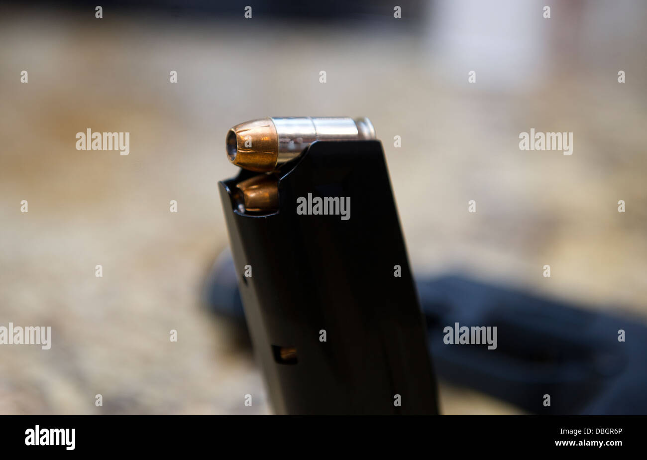 A Sig Sauer P250 gun being kept as a protection against intruders at a ...