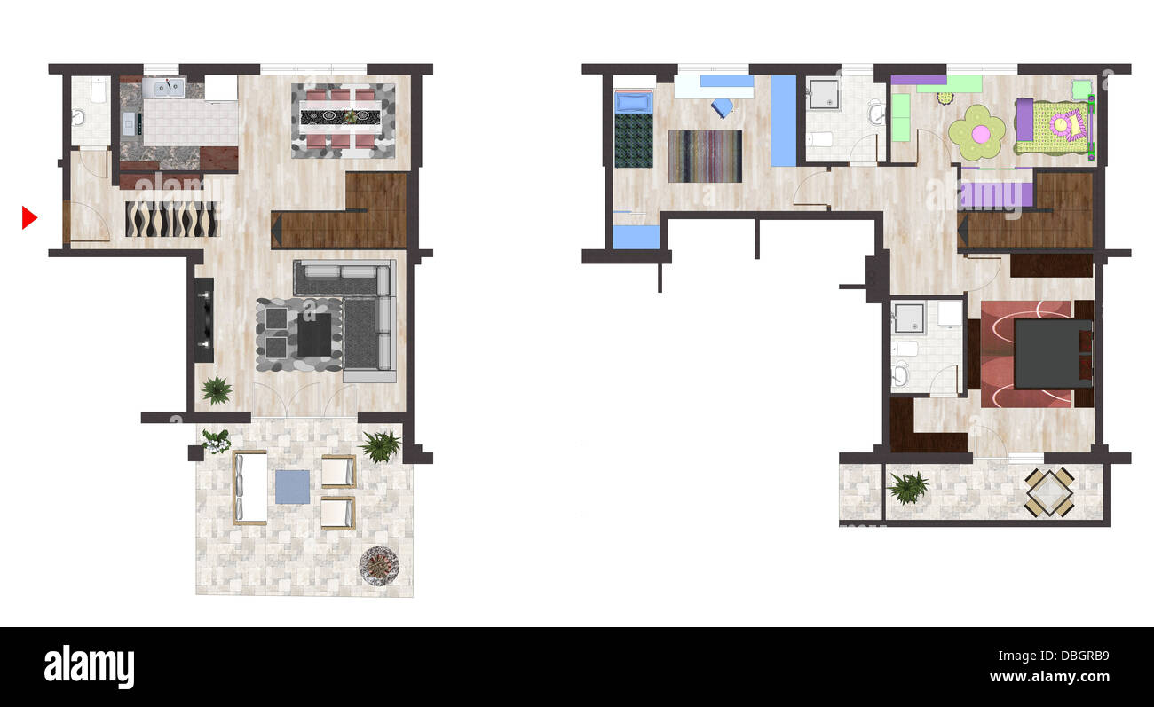 Architectural plan drawings with editing marks Stock Photo - Alamy