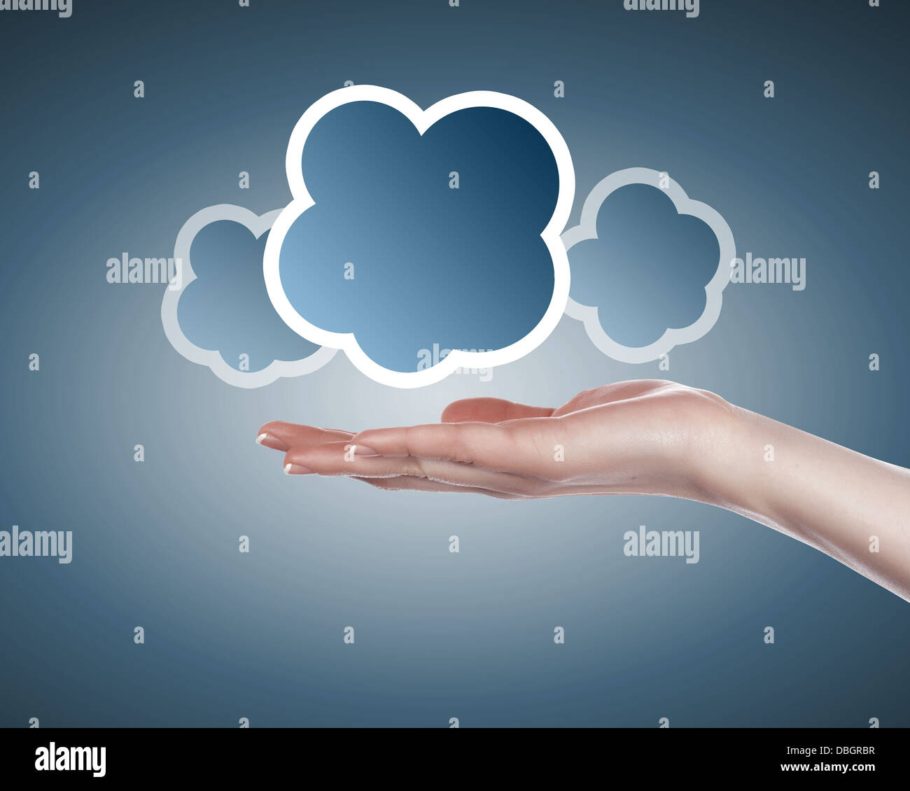Hand with cloud computing symbol Stock Photo - Alamy