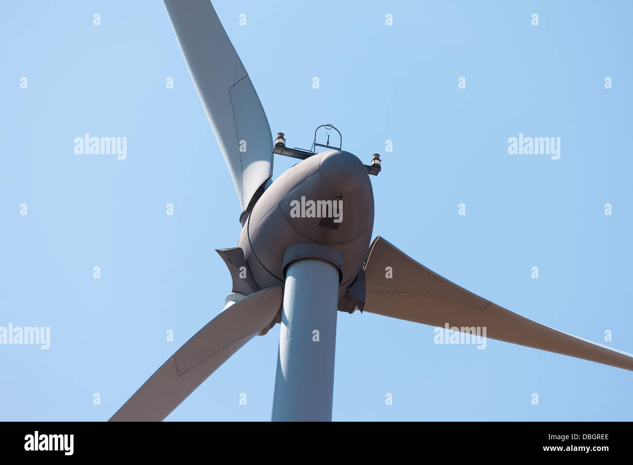 Wind electric generator against blue sky background, closeup Stock ...