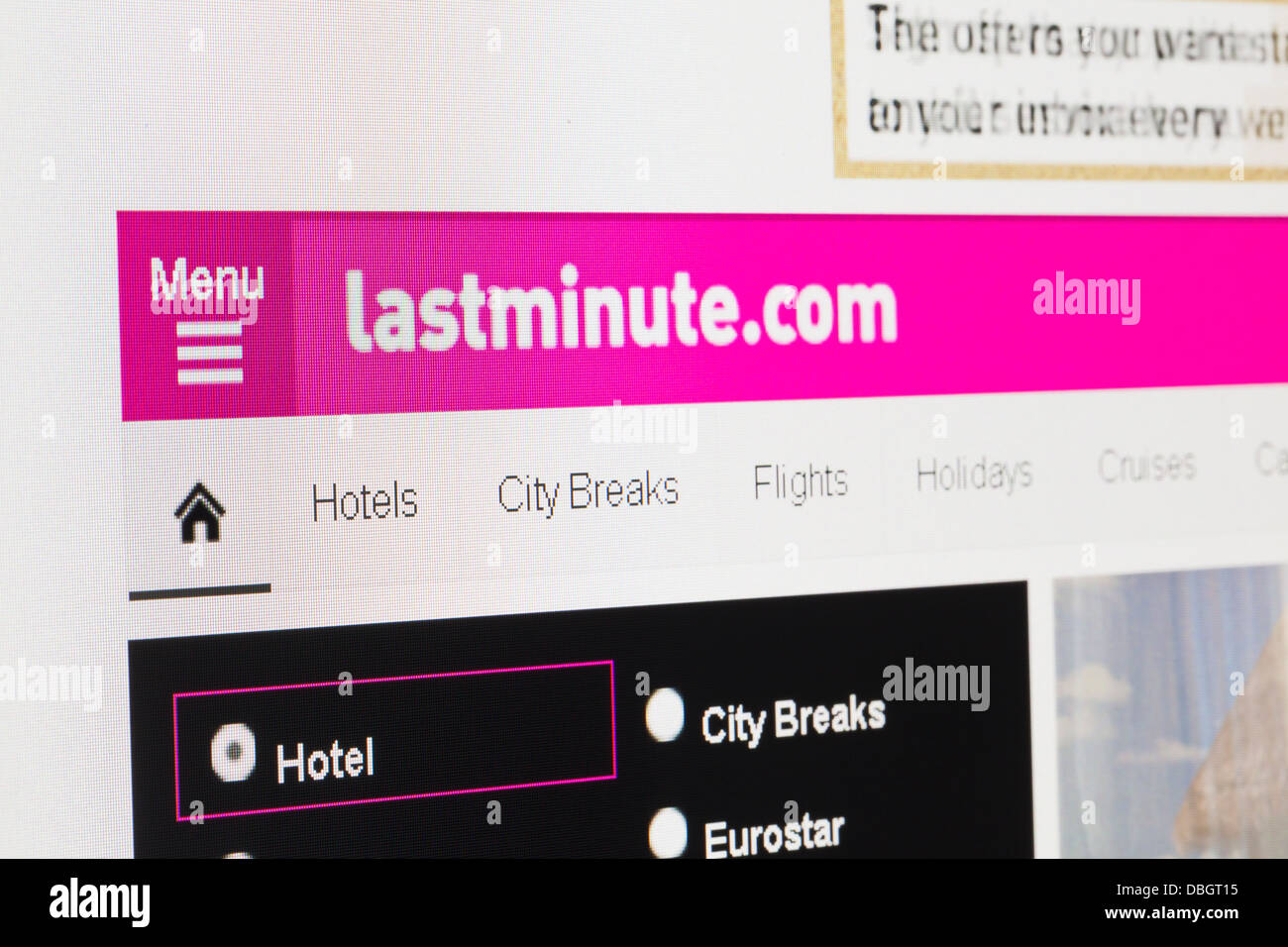 Lastminute com screen hi-res stock photography and images - Alamy
