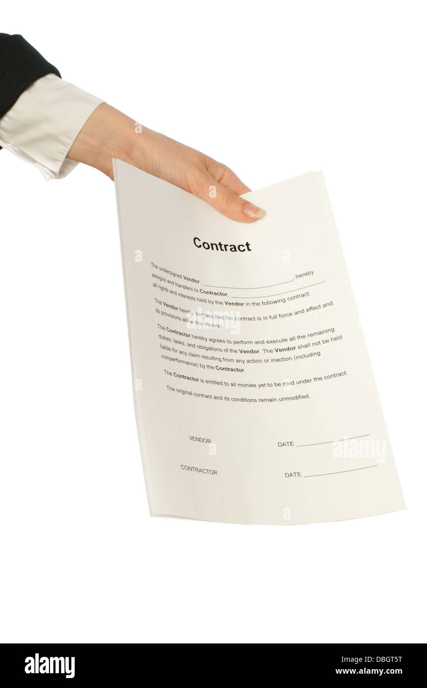 Businesswoman hand signing contract Cut Out Stock Images & Pictures - Alamy