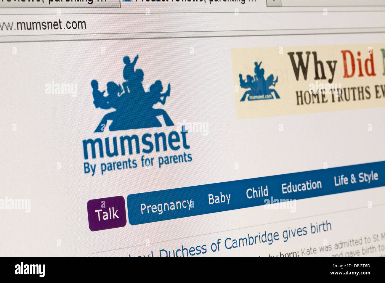Screenshot of the mumsnet homepage Stock Photo - Alamy