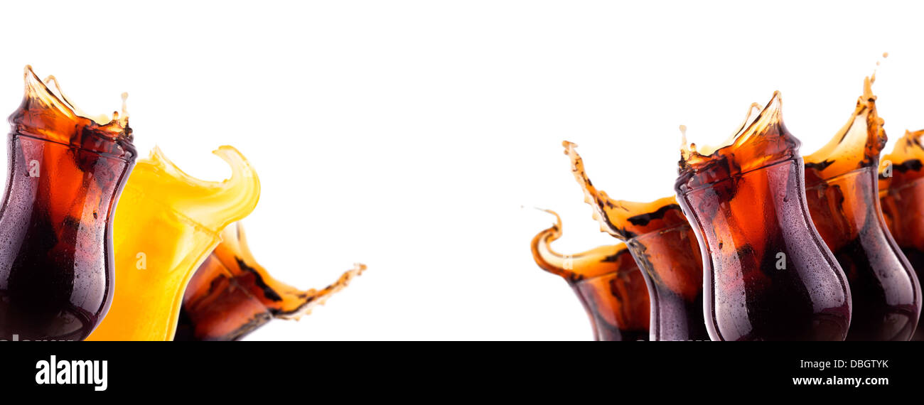 Fresh coke background with ice and splash isolated on a white Stock ...