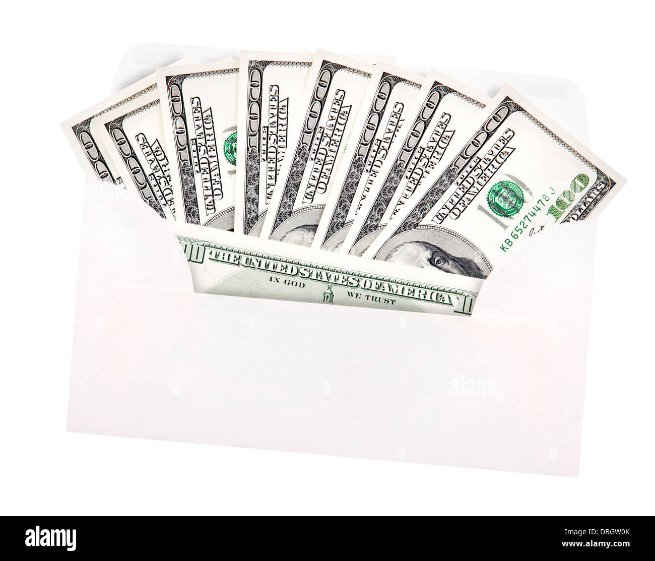 money in envelope isolated on white background Stock Photo - Alamy