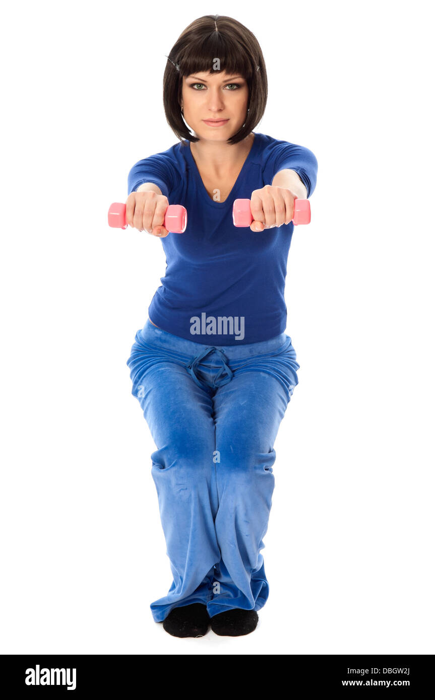exercises using dumbbells Stock Photo - Alamy