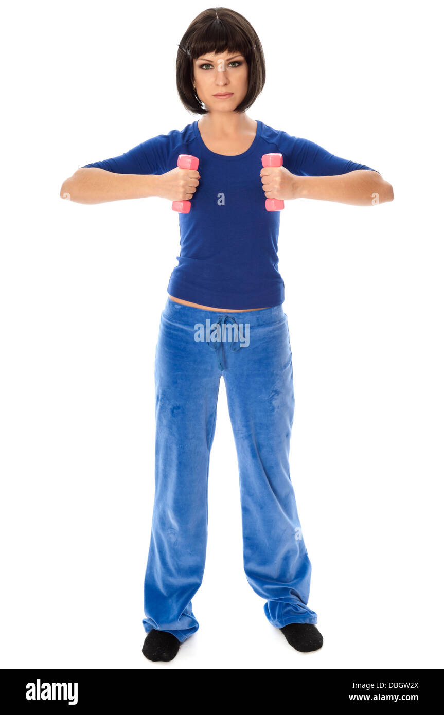 exercises using dumbbells Stock Photo - Alamy