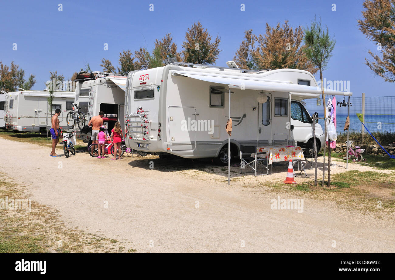 Italian families in their motorhome enjoying the coastal camp site 20 ...