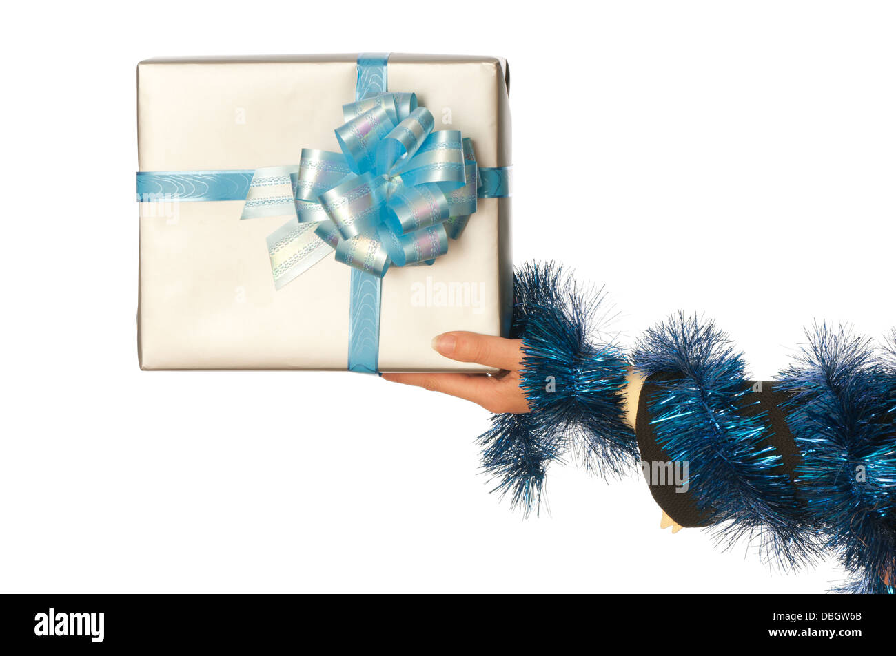 Woman shaking present ribbon hi-res stock photography and images - Alamy