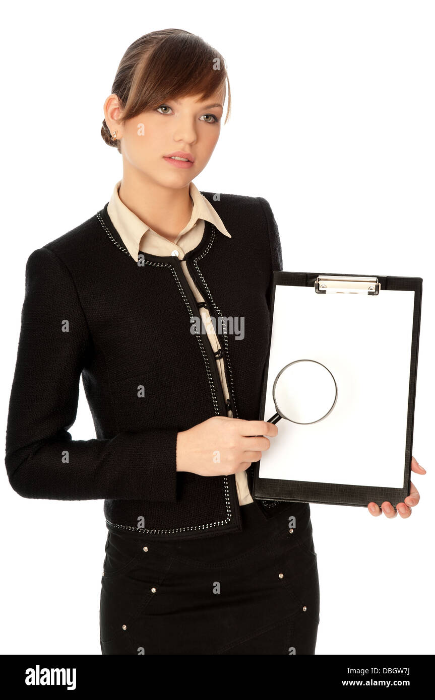 White blank paper with a magnifier Stock Photo - Alamy