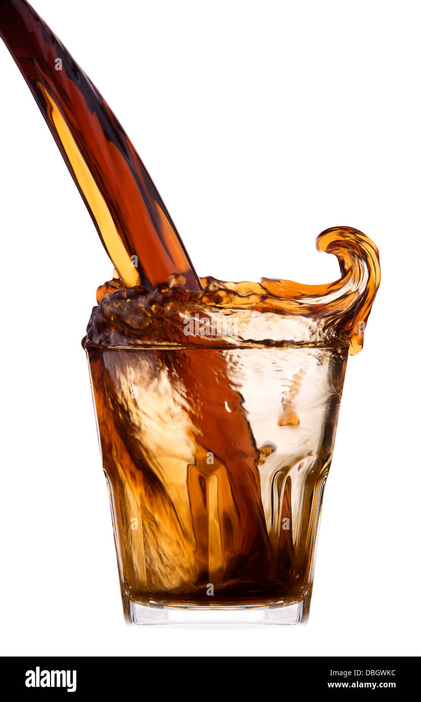 Fresh cola drink background with splash isolated on a white Stock Photo ...