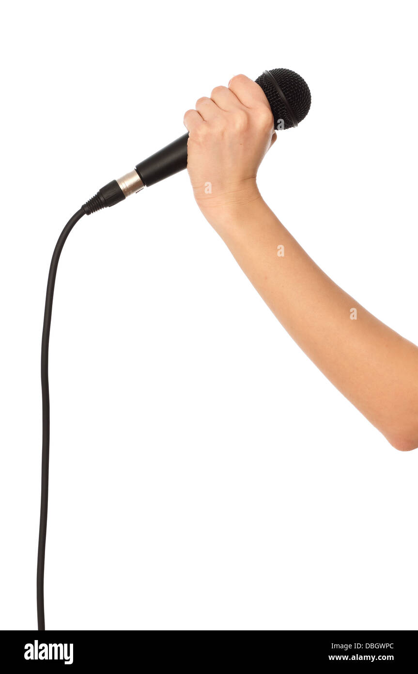 Young women woman microphone interview media Cut Out Stock Images ...