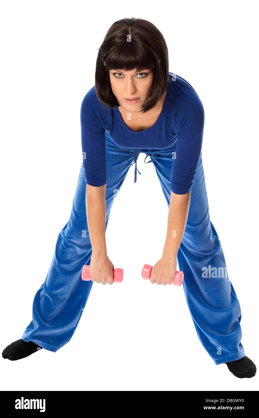 exercises using dumbbells Stock Photo - Alamy