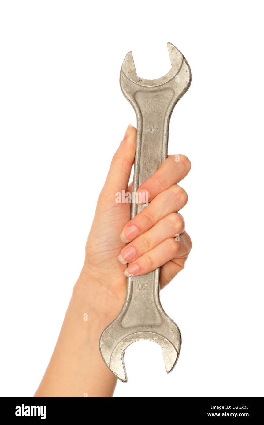Hand holding broken spanner Cut Out Stock Images & Pictures - Alamy