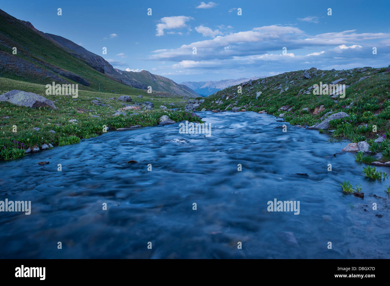 Outlet river from Ice lake, Ice Lakes Basin, San Juan mountains ...