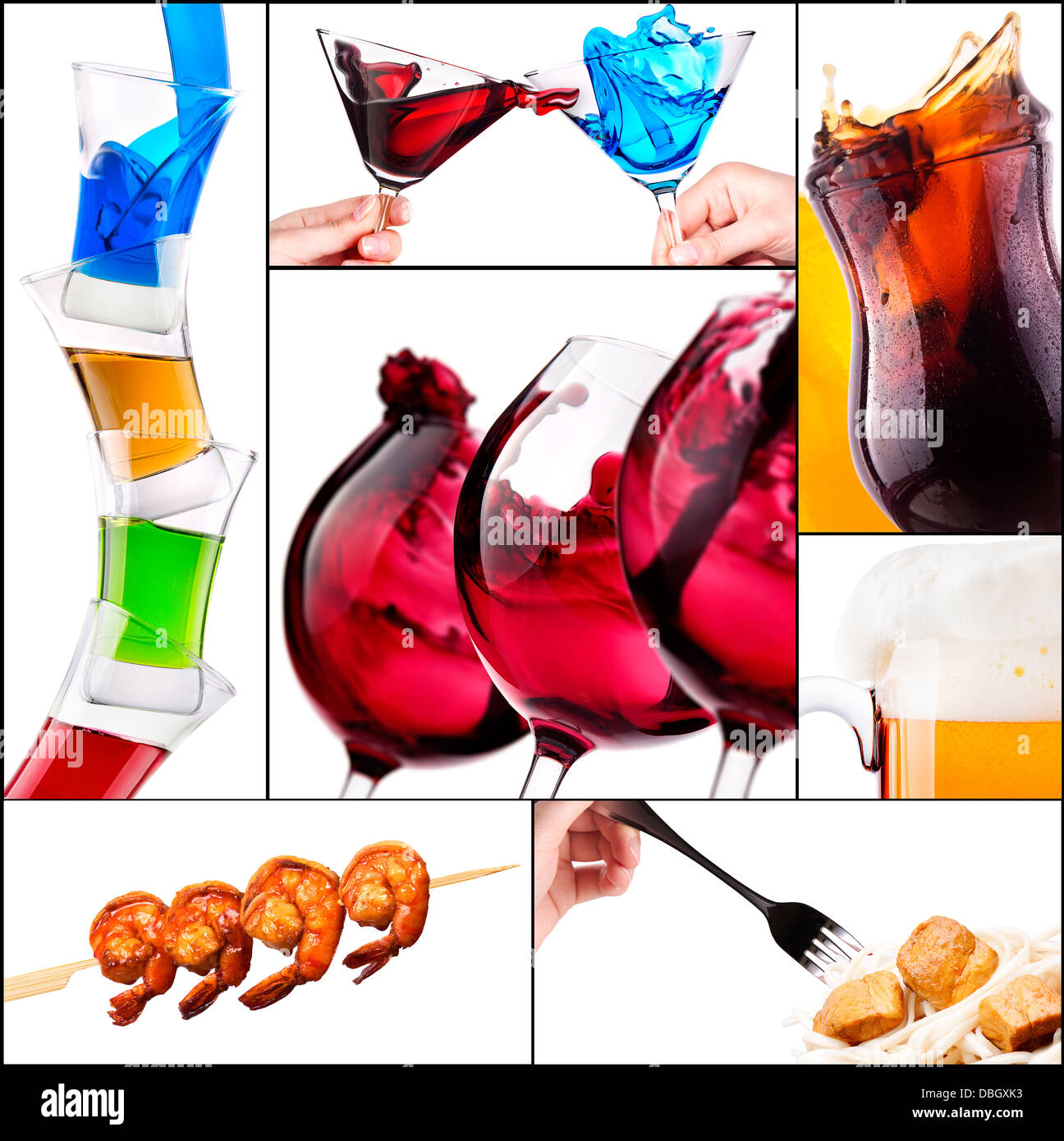 different meat dishes and alcohol drinks Stock Photo - Alamy