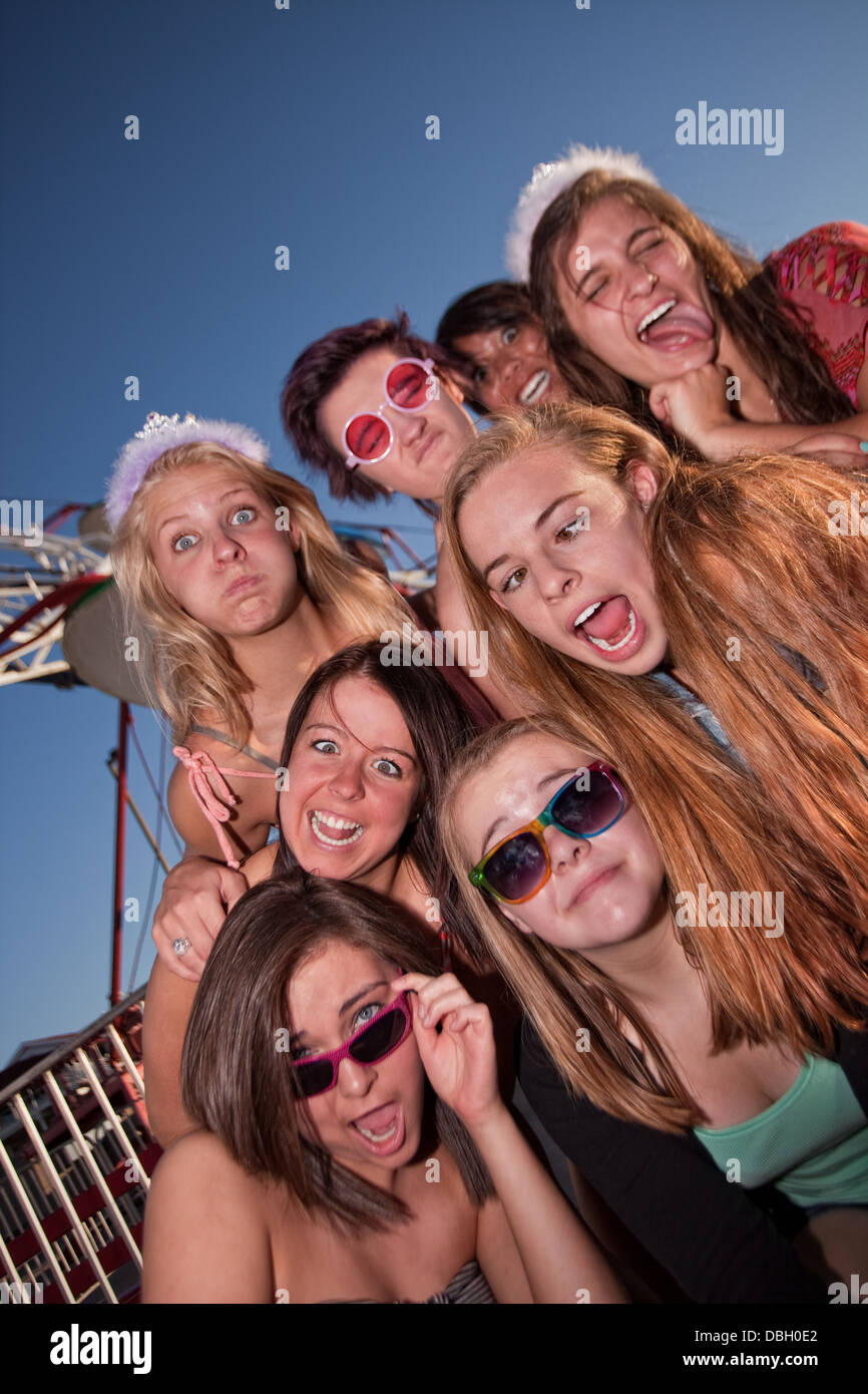 Girls Outside Making Faces Stock Photo - Alamy
