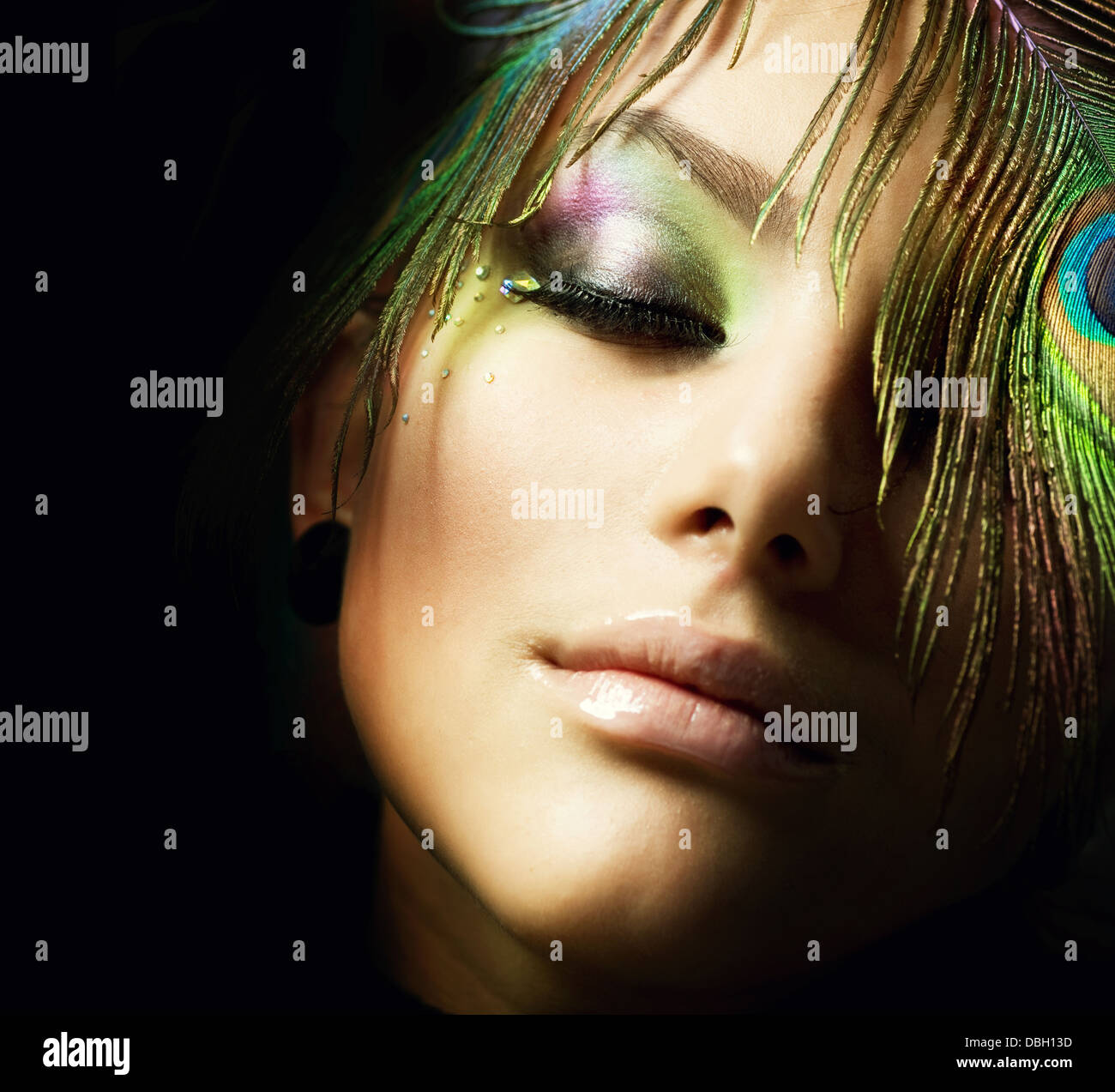 Beautiful Fashion Woman Face. Perfect Makeup Stock Photo - Alamy