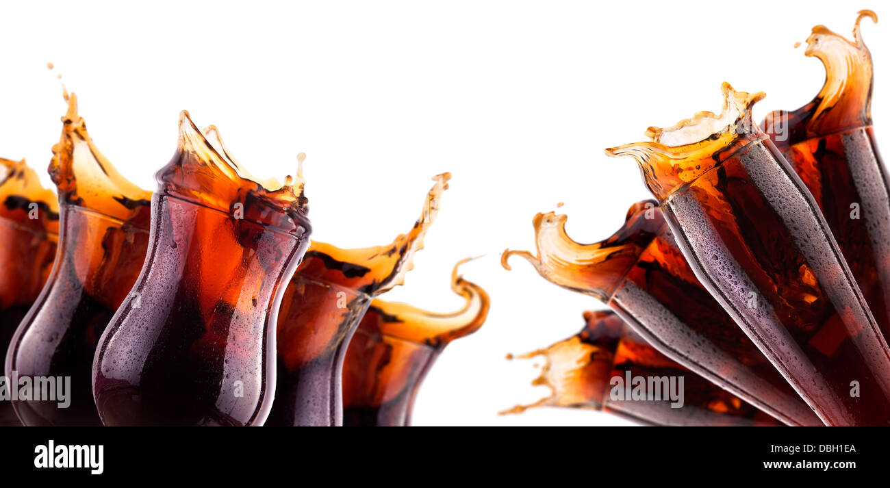 Fresh cola drink background with splash isolated on a white Stock Photo ...