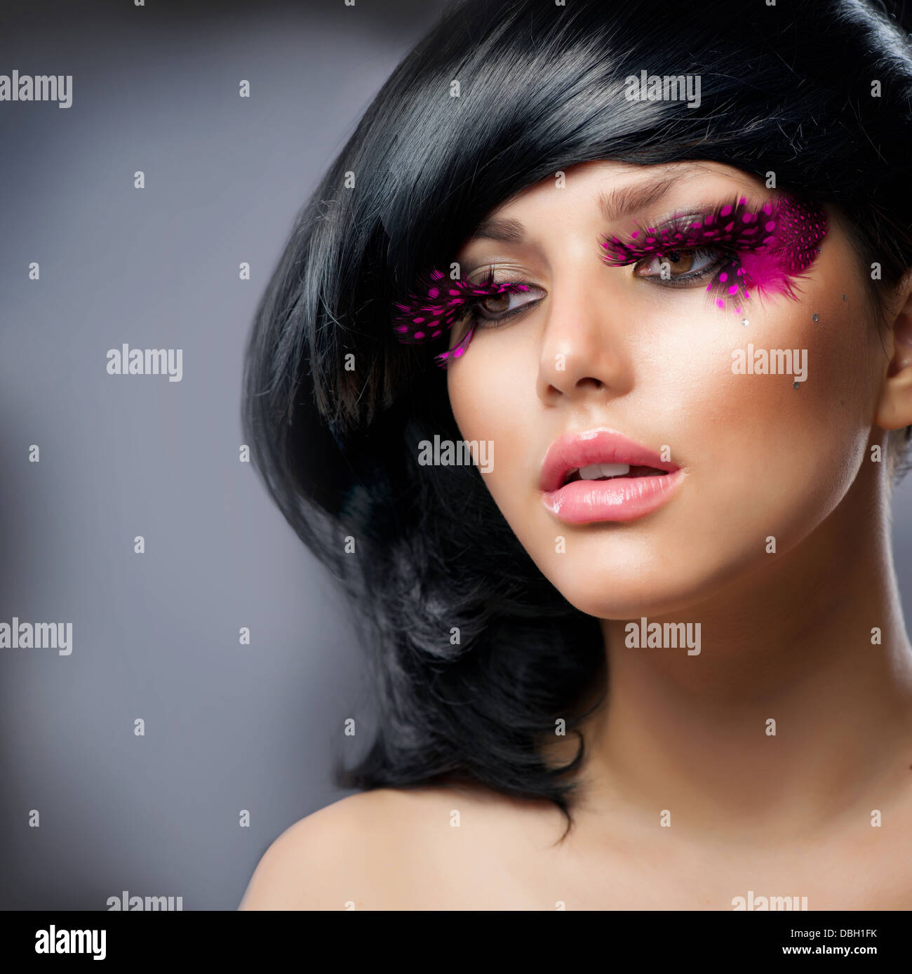 Fashion Brunette Model Portrait. Hairstyle Stock Photo - Alamy