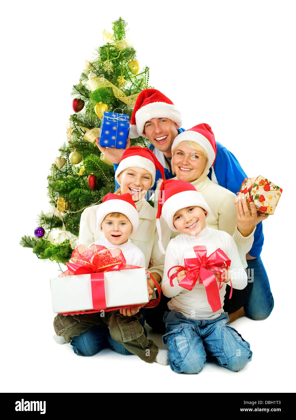 Family christmas tree decorating Cut Out Stock Images & Pictures - Alamy