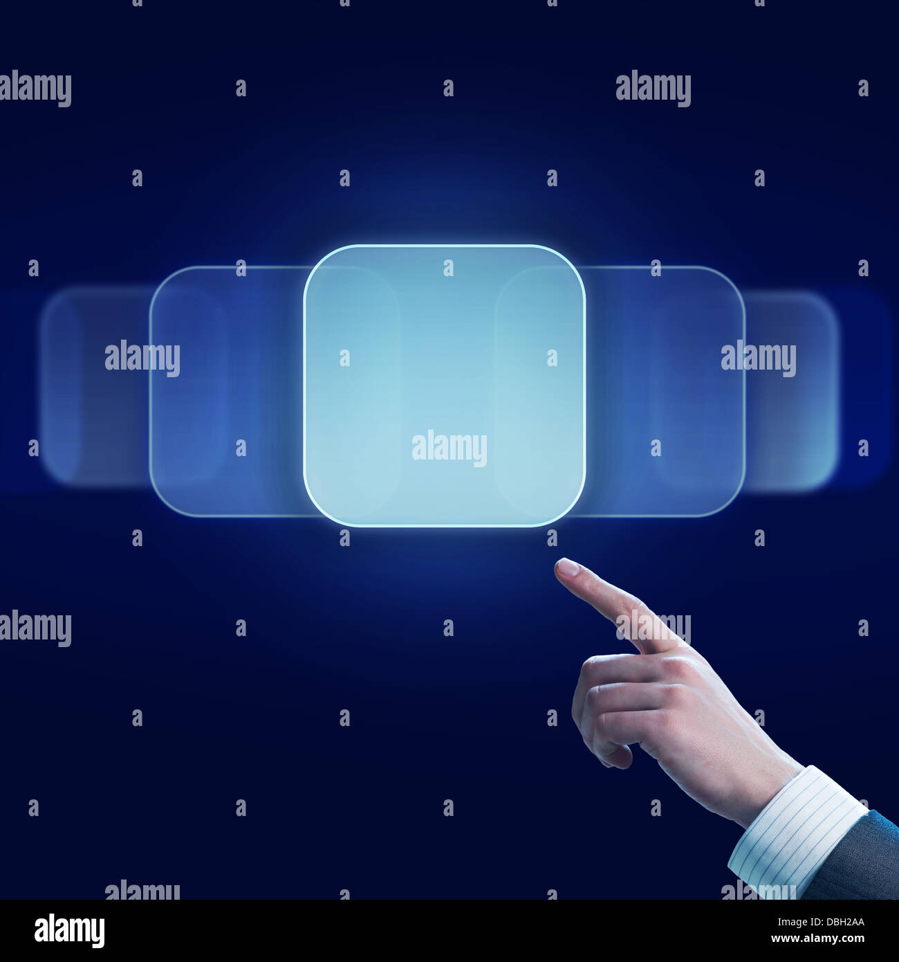 Man's hand pushing the button. Choice concept Stock Photo - Alamy