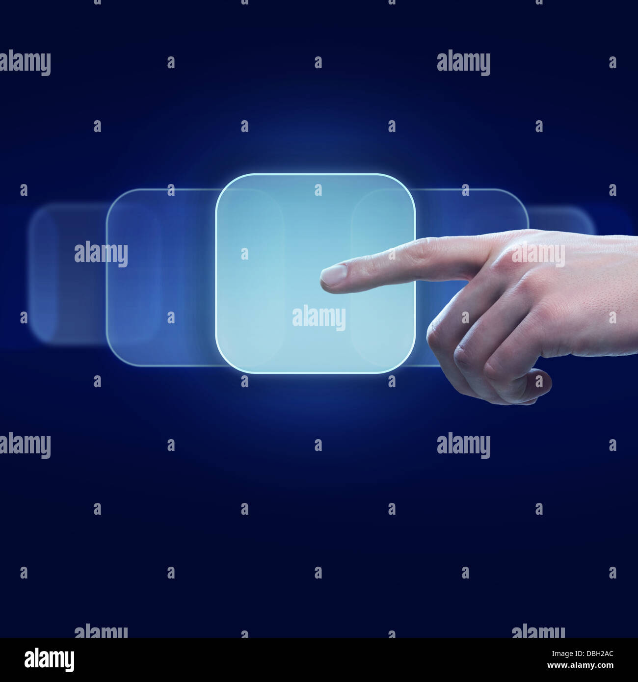 Man's hand pushing the button. Choice concept Stock Photo - Alamy