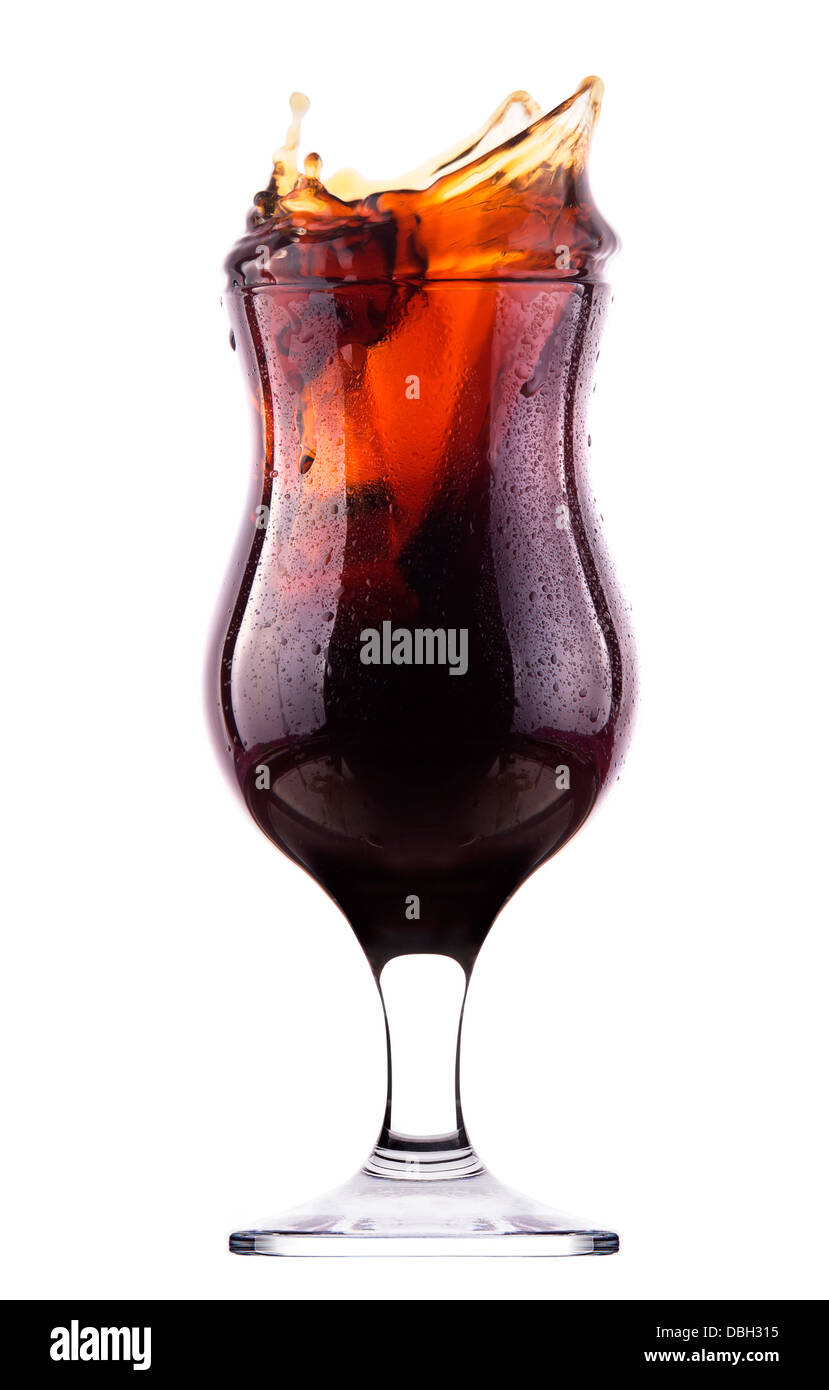 Fresh cola drink background with splash isolated on a white Stock Photo ...