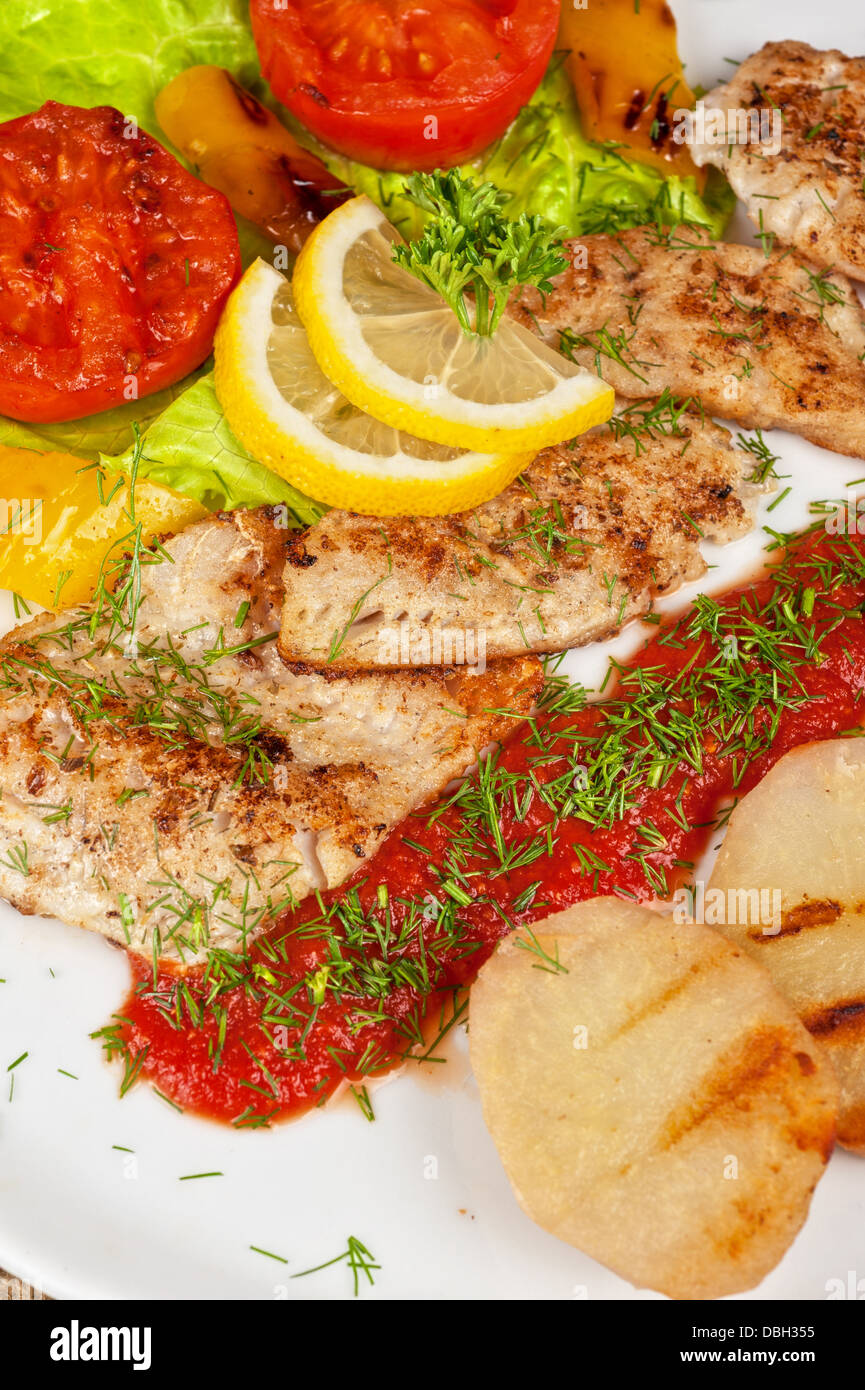 Tasty fish pike perch fillet Stock Photo - Alamy