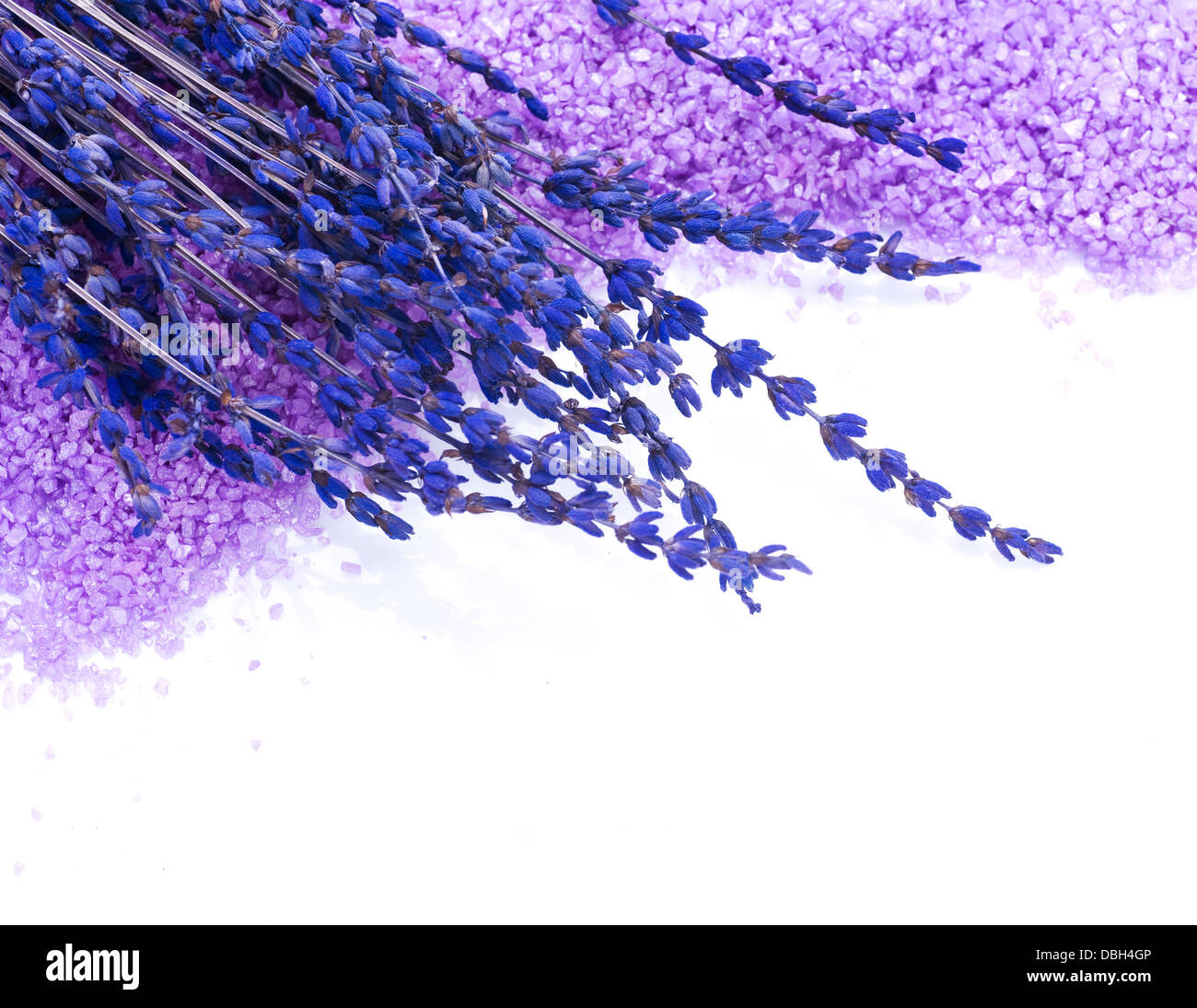 Lavender Spa Salt border Stock Photo - Alamy