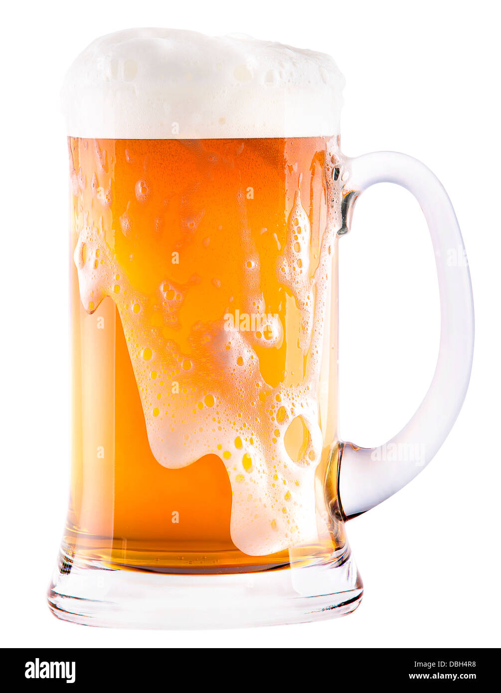 Frosty fresh beer with foam isolated background Stock Photo - Alamy