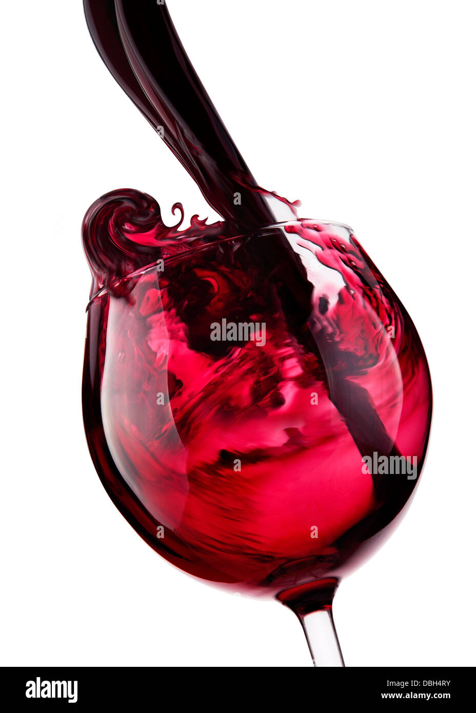 Glass with red wine splash Stock Photo - Alamy