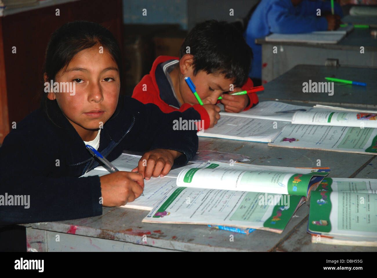 Andean mountain children in their small village school ouside of ...