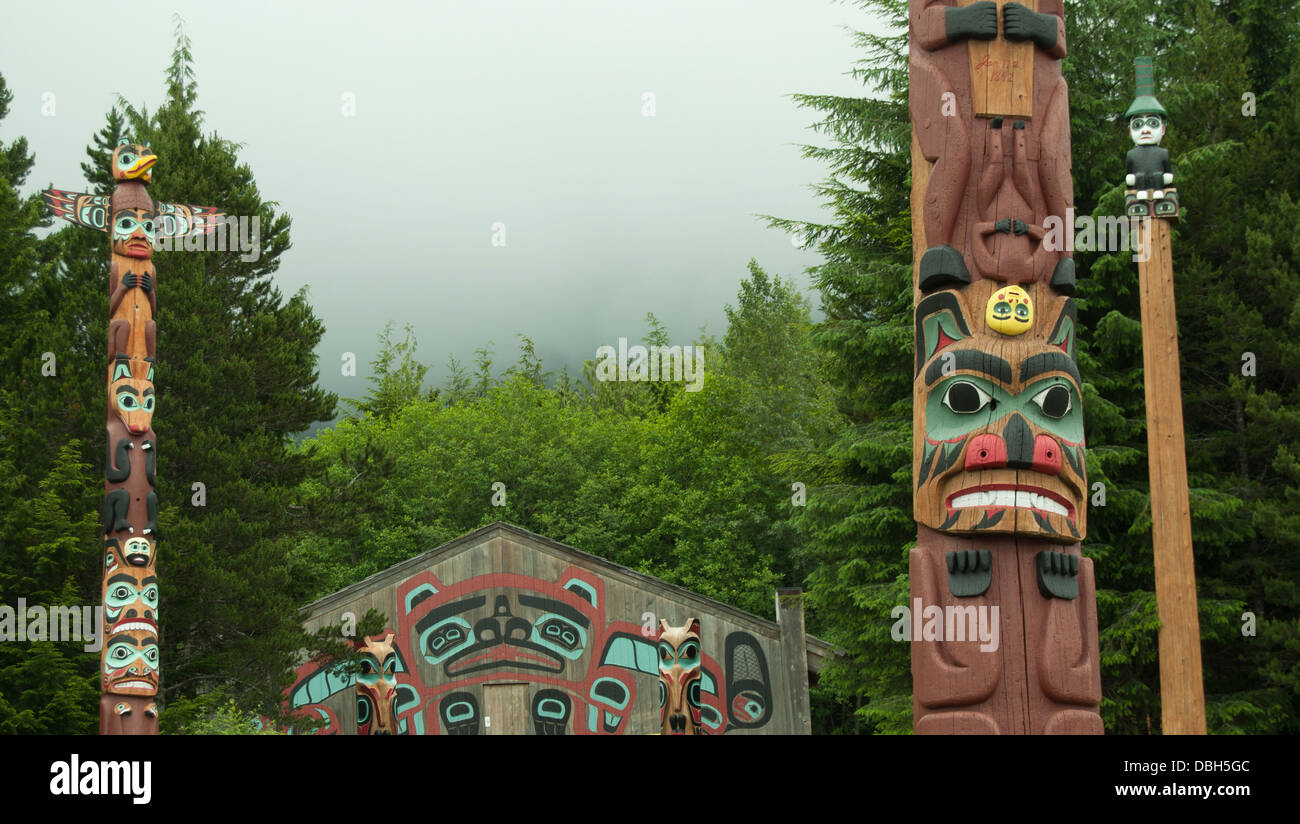 Totem Poles at Saxman Village near Ketchikan,Alaska Stock Photo - Alamy