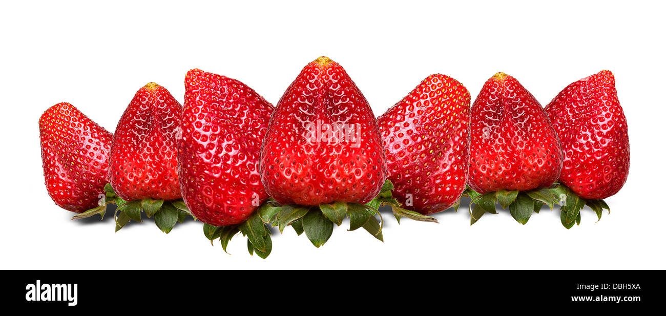fresh red strawberry collection isolated on a white background Stock ...
