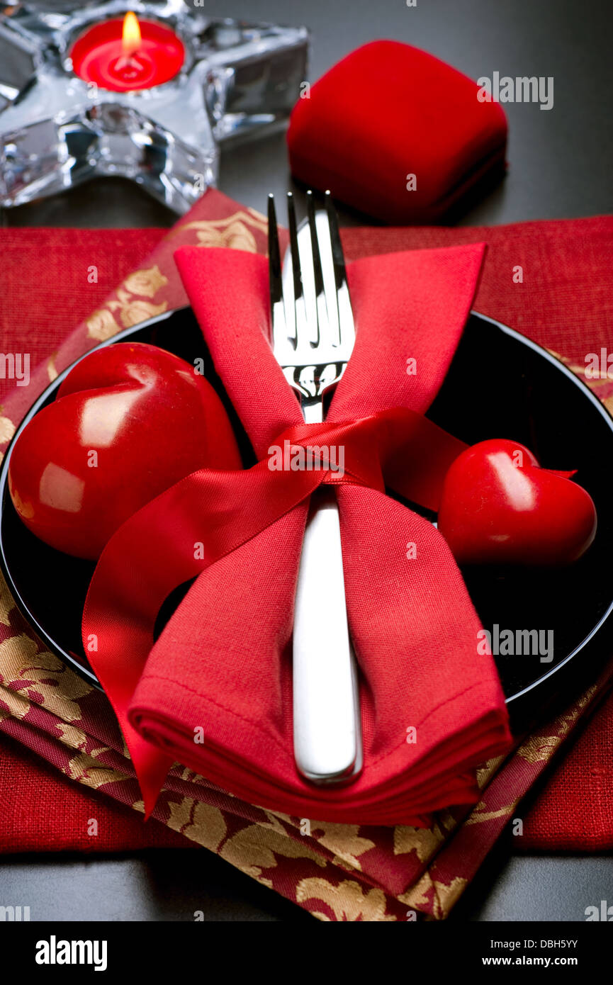 Valentine's Day Romantic Dinner. Table Setting Stock Photo - Alamy
