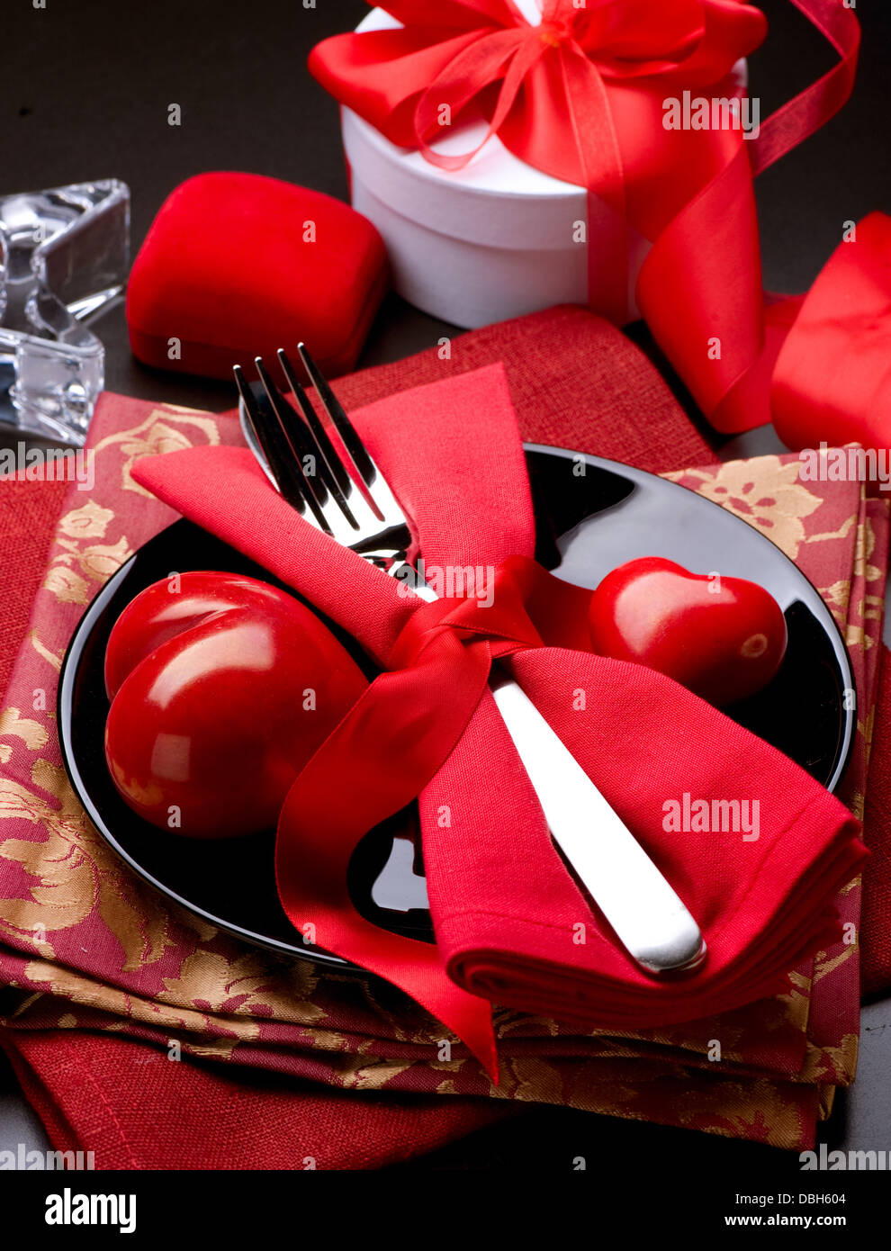 Valentine's Day Romantic Dinner. Table Setting Stock Photo - Alamy
