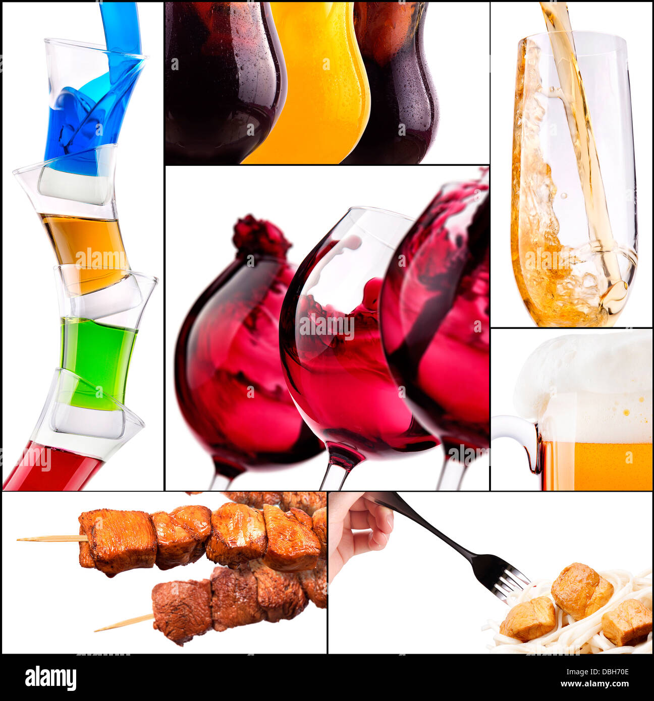 different meat dishes and alcohol drinks Stock Photo - Alamy