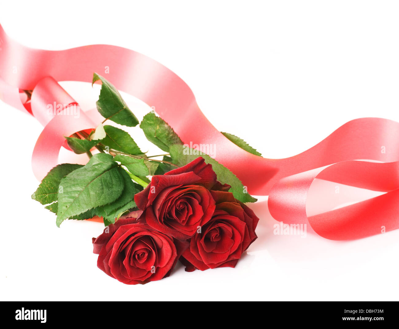 Red Roses And Ribbon Stock Photo - Alamy