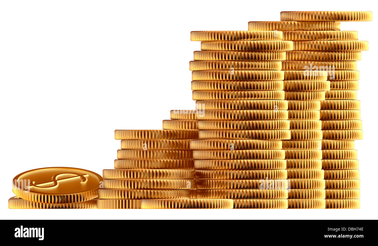 Stack gold dollar coins Cut Out Stock Images & Pictures - Alamy