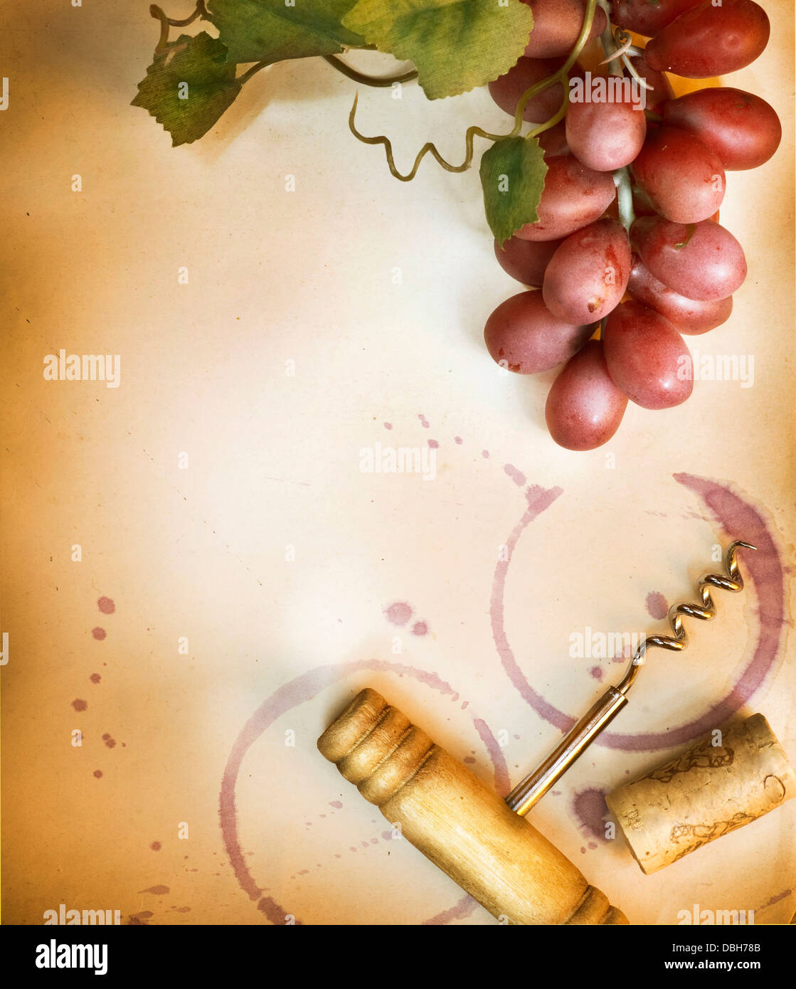 Wine Border Design Over Vintage Paper Background Stock Photo - Alamy