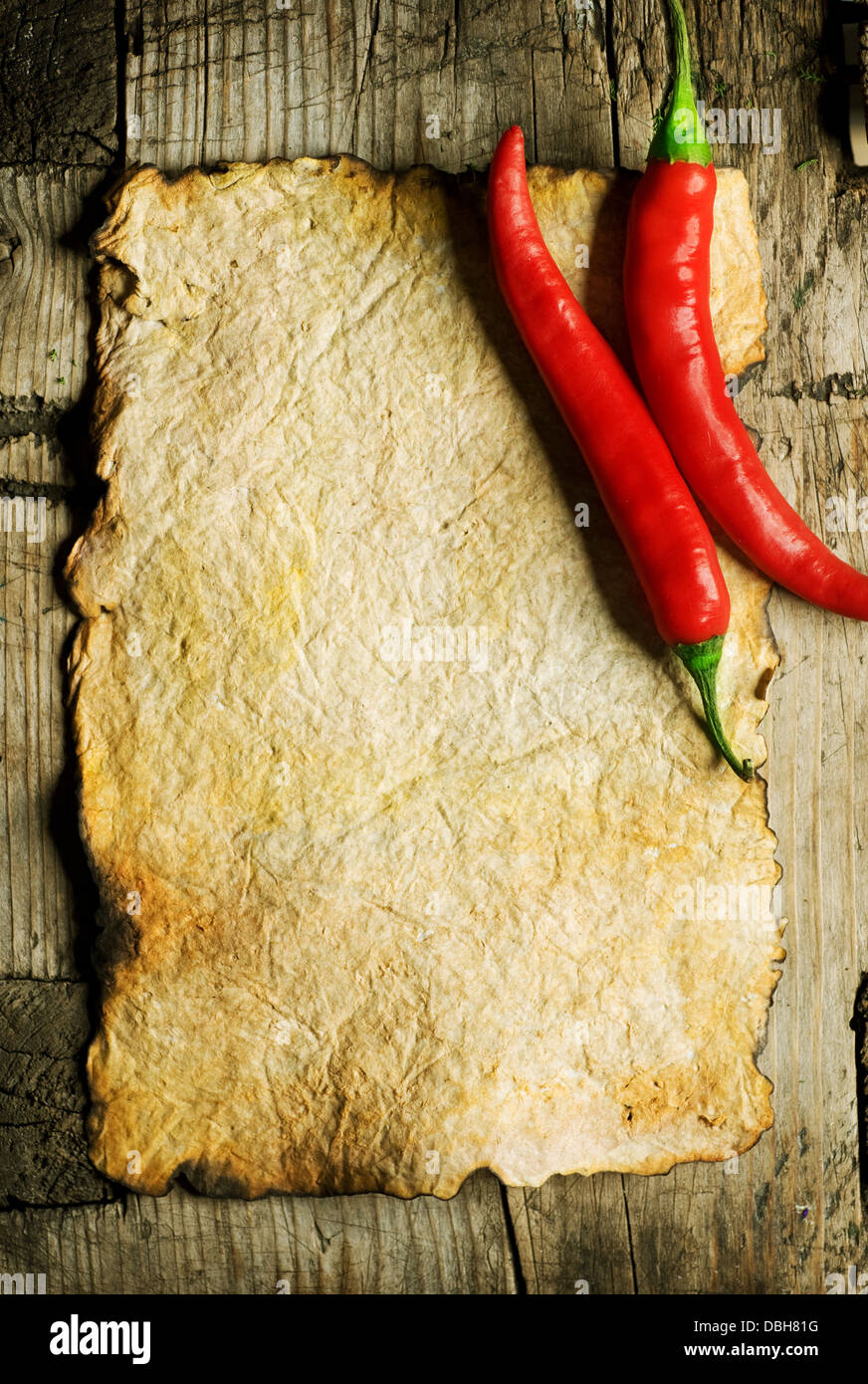 Red Hot Chili Peppers on the Old Paper sheet Stock Photo - Alamy