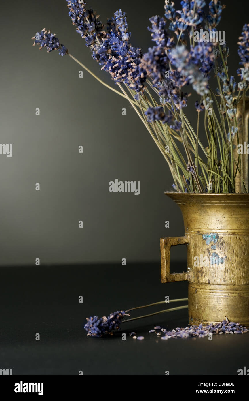 Lavender And Antique Mortar. Natural Cosmetics Concept Stock Photo - Alamy