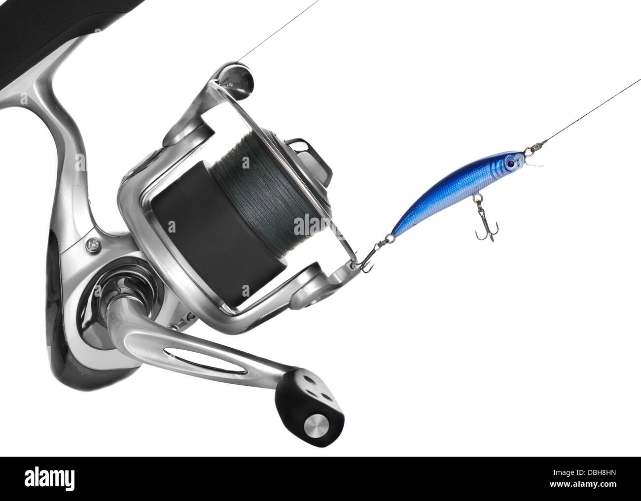 Fishing Reel Over White Stock Photo - Alamy