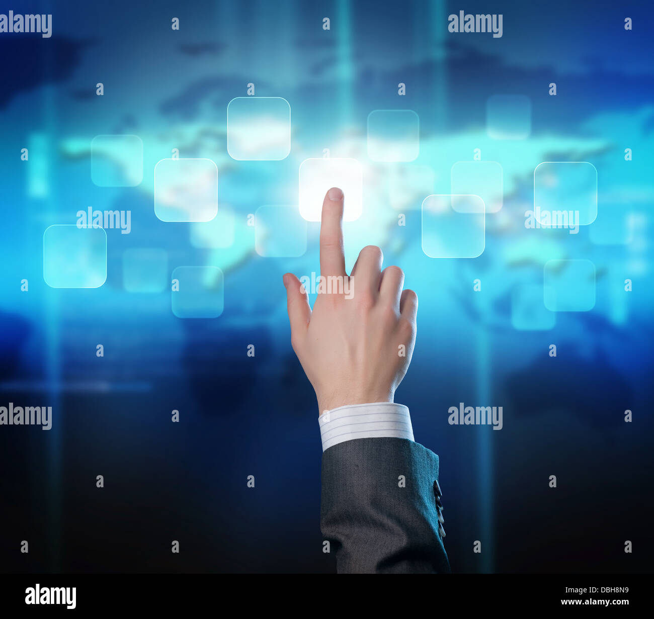 Man's hand pushing the button Stock Photo - Alamy