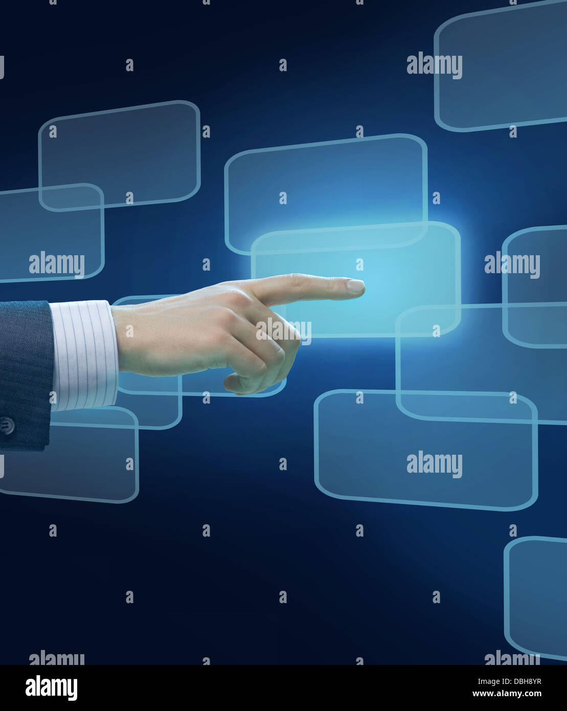 Hand pushing the button. Choice concept Stock Photo - Alamy