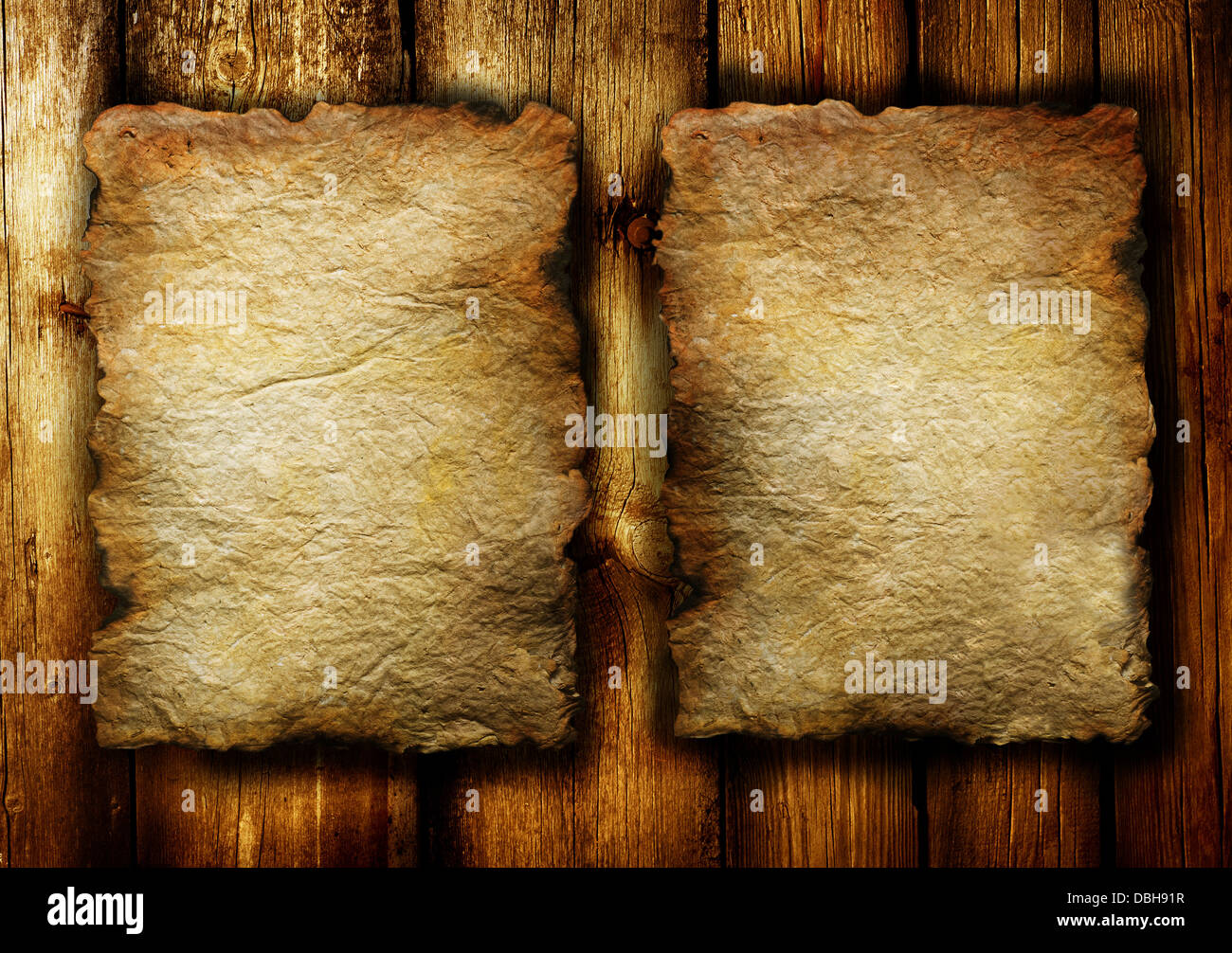 Old Paper sheet over wooden background Stock Photo - Alamy