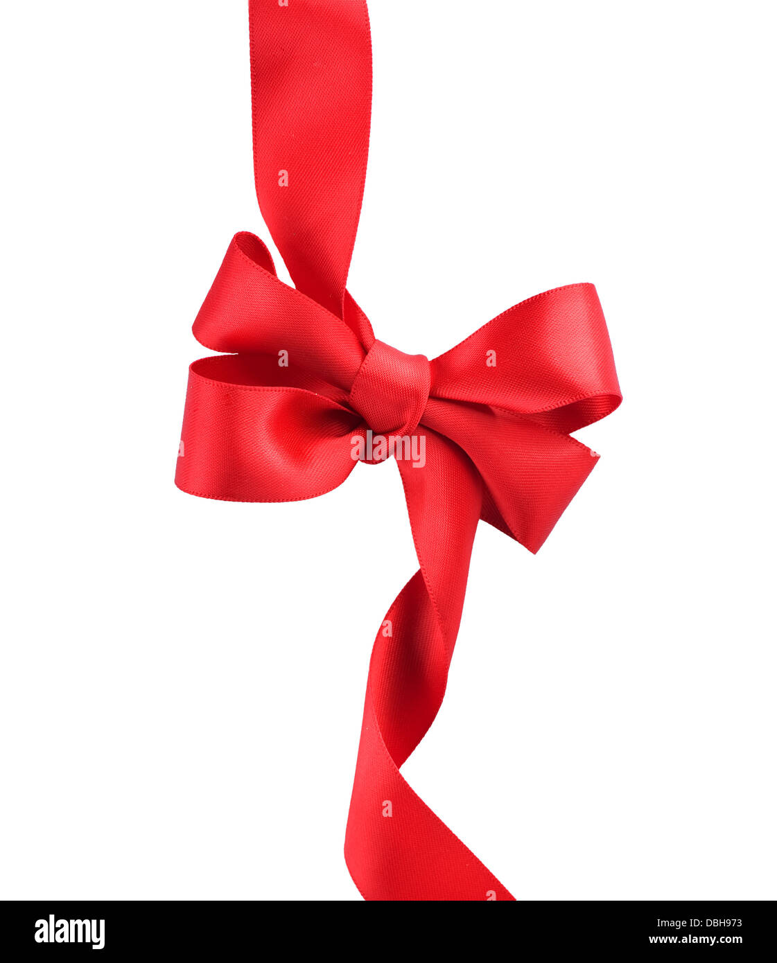 Red satin gift bow. Ribbon. Isolated on white Stock Photo - Alamy
