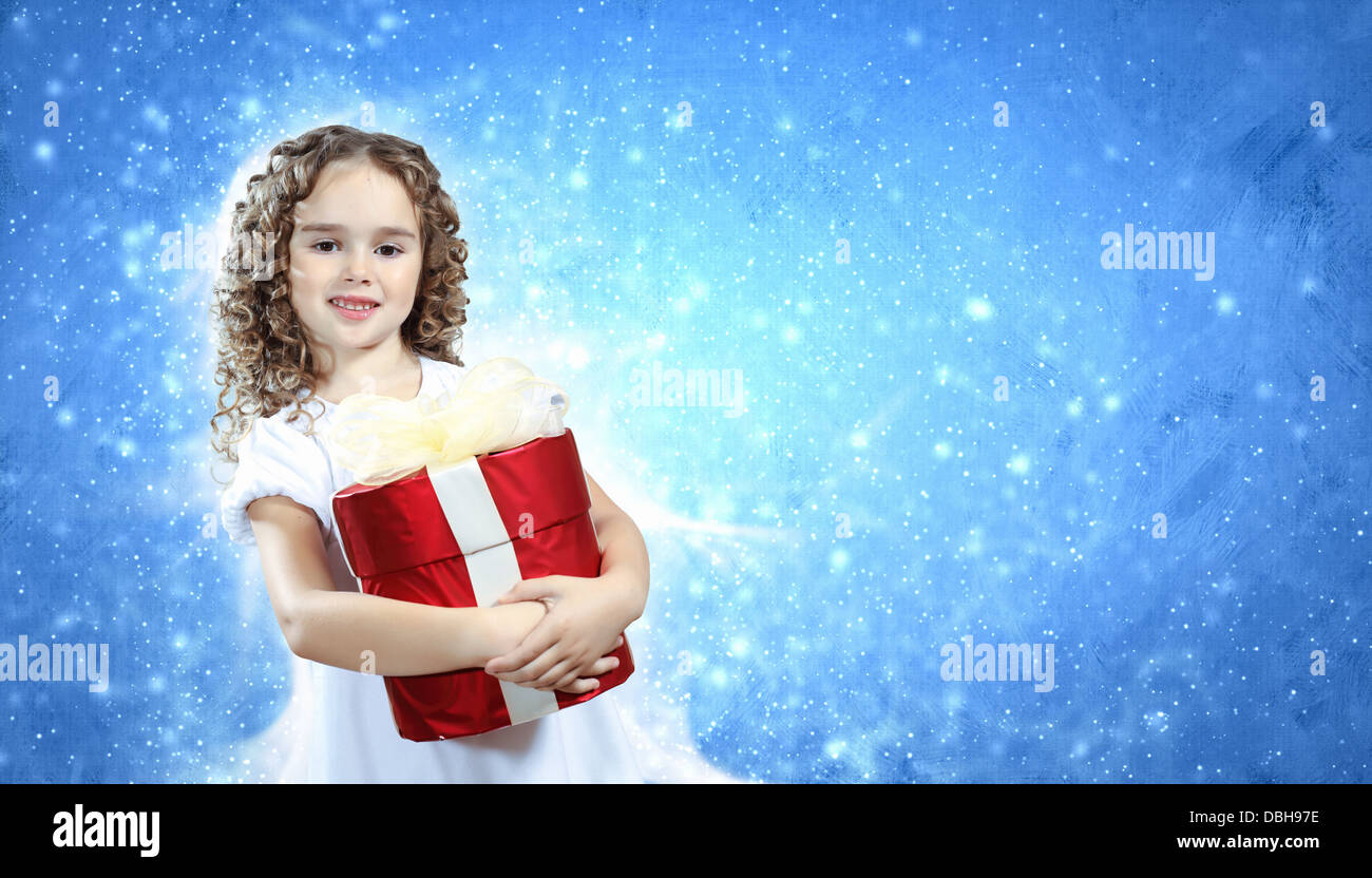 Happy girl opening gift box Stock Photo - Alamy