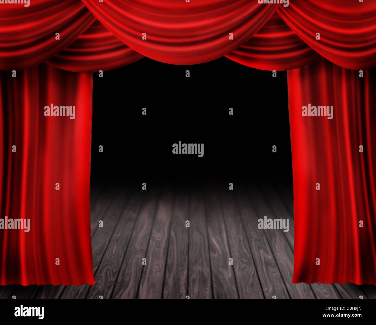 Theater Stage And Red Curtain Stock Photo - Alamy